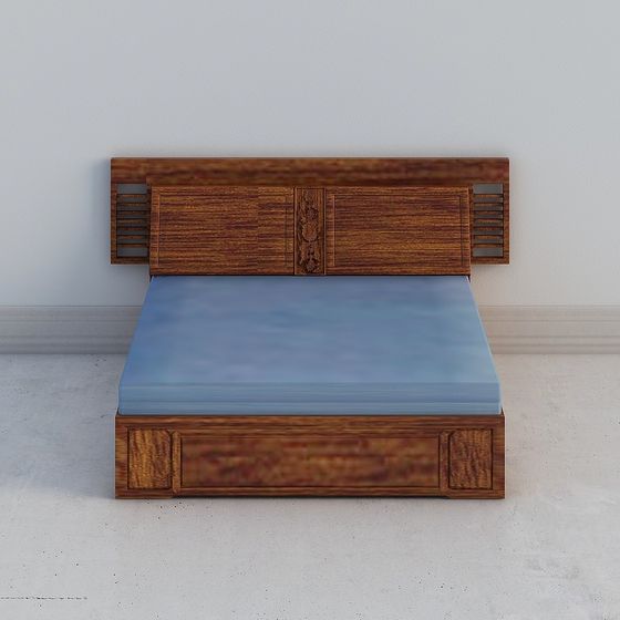 Stylish Low-Poly Bed Frame 3D Model for Modern Interiors