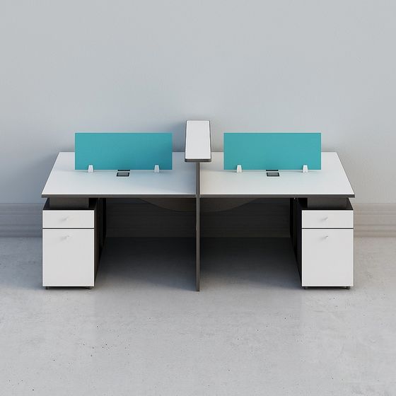 Modern Double Workstation 3D model for Offices