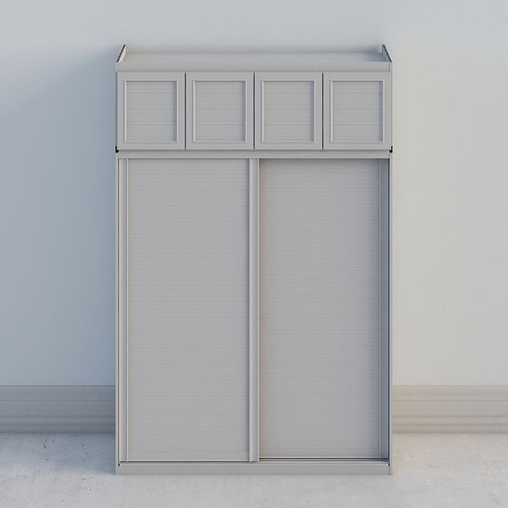 Sleek Sliding Door Wardrobe 3D model