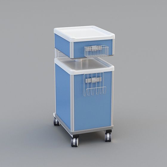 Functional Mobile Nursing Cart 3D Model – Low-Poly Healthcare