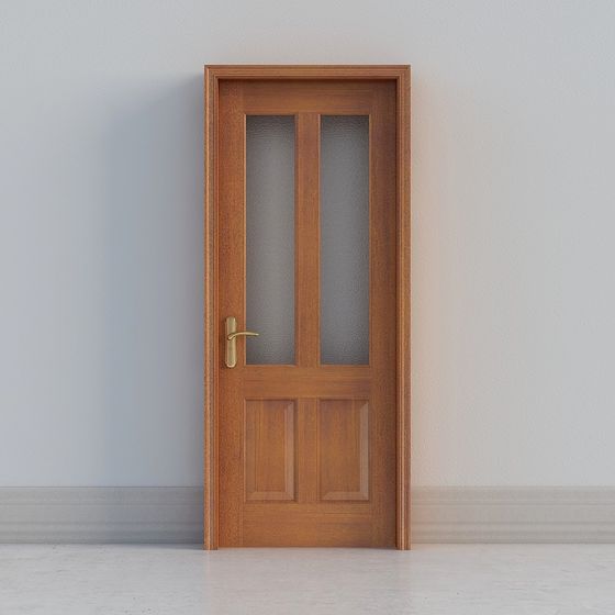 Stylish Modern Glass Panel Door 3D model