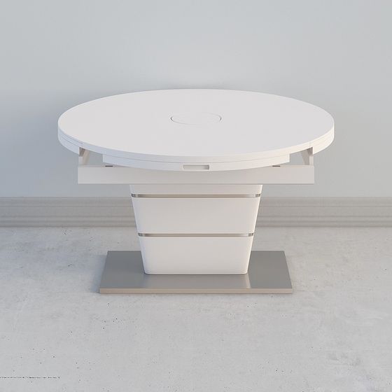 Smart Lift Dining Table 3D Model – White Sleek Design