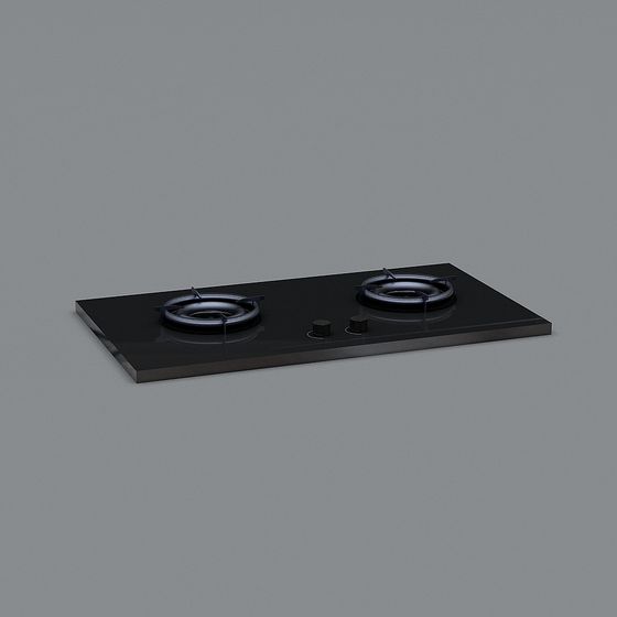 Stylish Low-Poly Gas Cooktop 3D model for Modern Kitchens