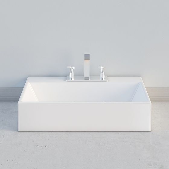 Modern Minimalist Square Sink 3D Model – Low-Poly Design