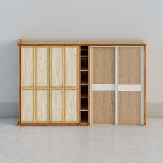 Contemporary Sliding Wardrobe 3D model for Stylish Spaces