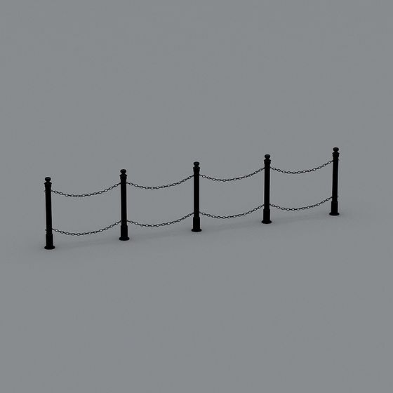 High-Detail Black Metal Fence 3D model