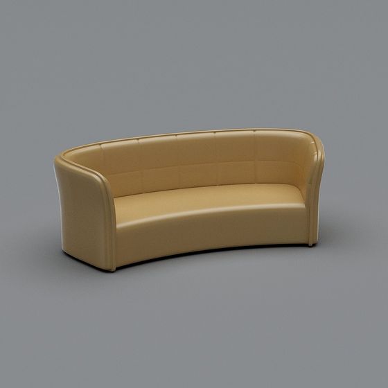 Chic Curved Low-Poly Sofa 3D model for Modern Interiors