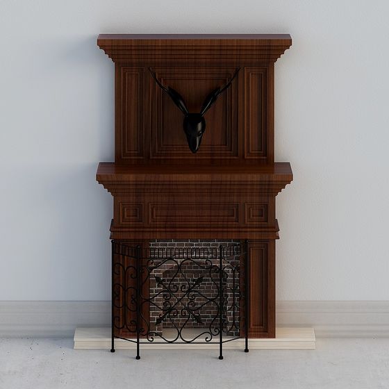 Vintage Fireplace Mantel 3D model