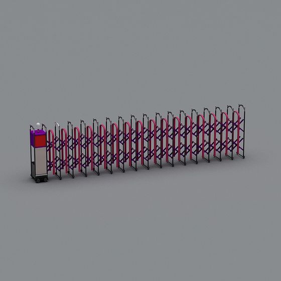 Futuristic Grid Fence 3D Model – Sci-Fi Metallic Design