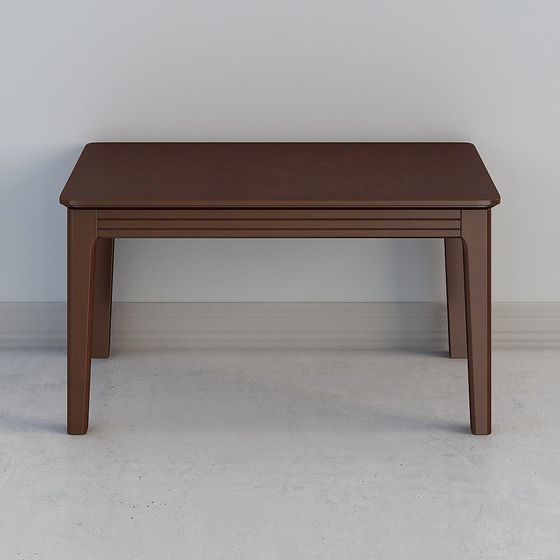 Earth Color Dining Table 3D Model – Wooden Texture Design