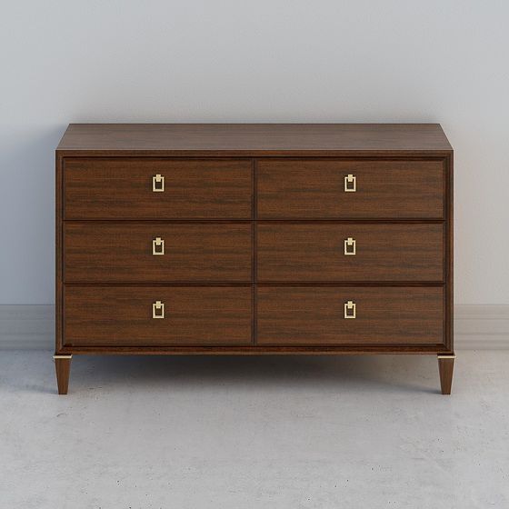 Vintage Six-Drawer Dresser 3D model