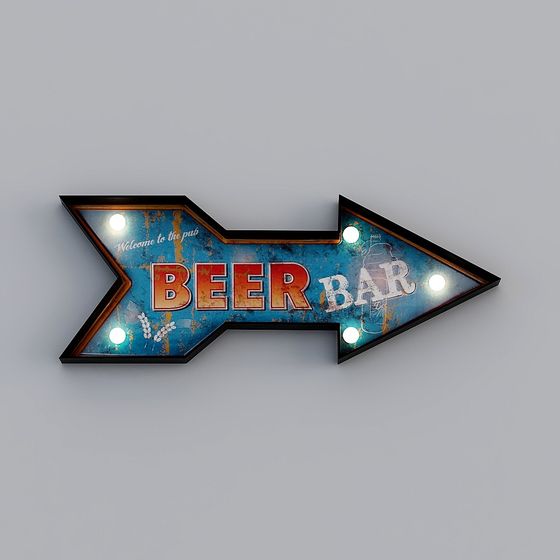 Retro Arrow Beer Bar Sign 3D Model – Nostalgic Design