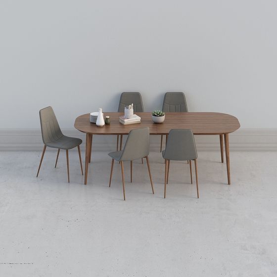 Nordic Dining Table and Chair Set 3D model