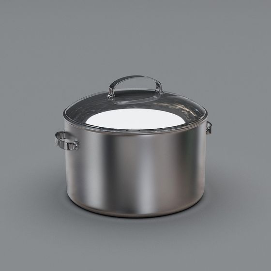Realistic Stainless Steel Pot 3D model
