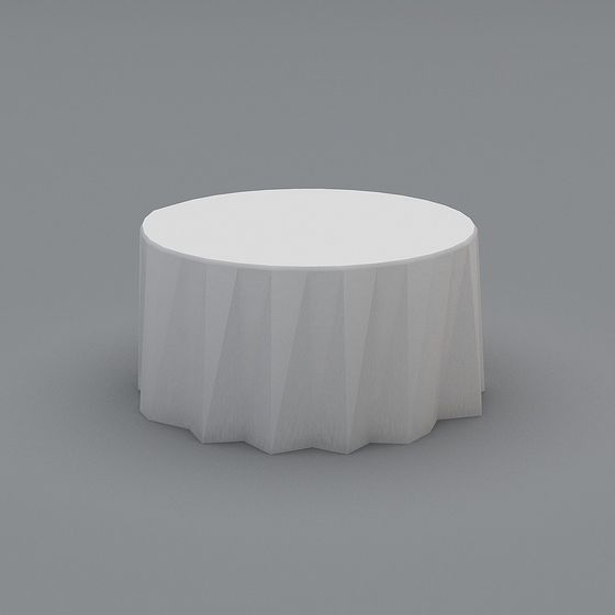 Wrinkled Round Table 3D Model – White Minimalist Design
