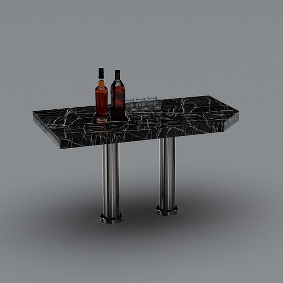 Stylish Black Marble Bar Counter 3D model for Urban Spaces