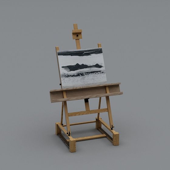 Stylish Low-Poly 3D Art Easel Model