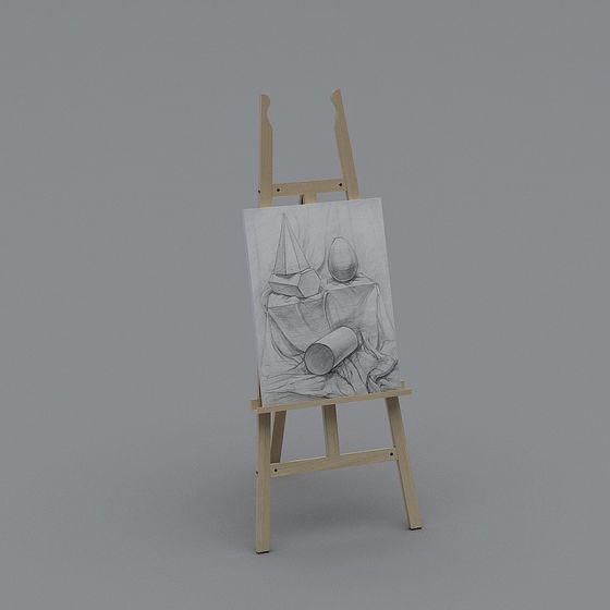 Elegant Wooden Easel 3D model for Art Projects