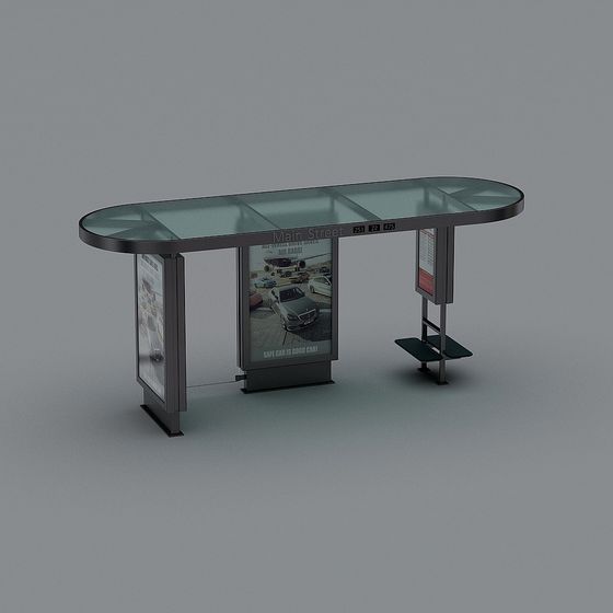 Modern Bus Stop 3D Model – Low-Poly Urban Design