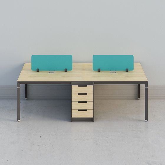 Contemporary Dual Workstation 3D model for Offices