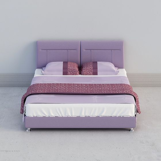 Elegant Purple Bed 3D Model – Modern Minimalist Design