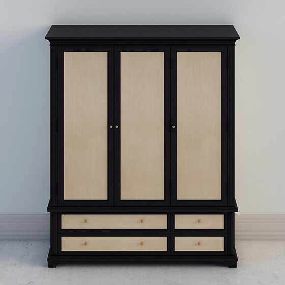Elegant Low-Poly Wardrobe 3D model for Modern Spaces