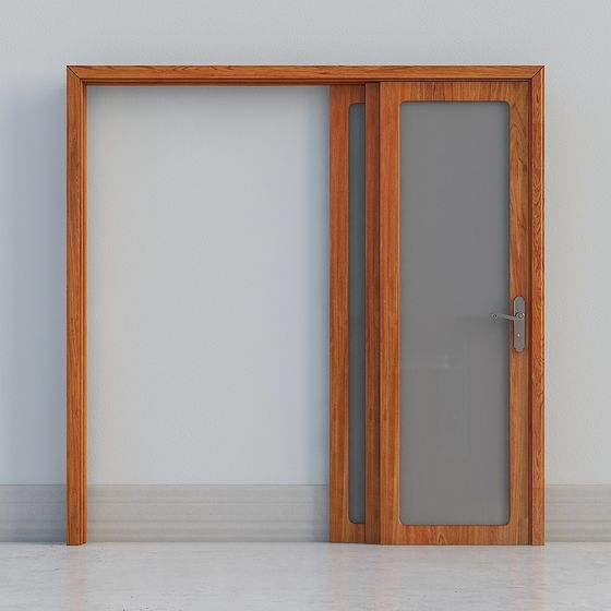 Gray Sliding Door 3D Model - Modern Design