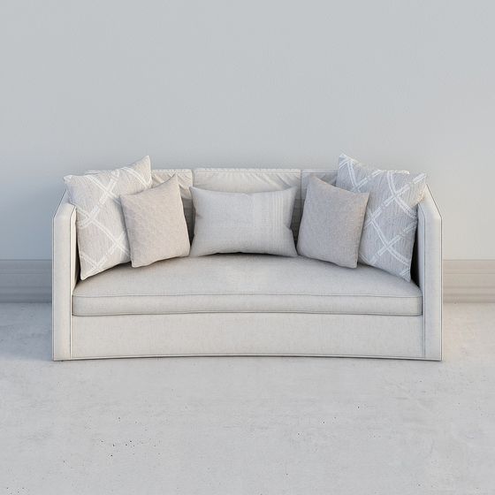 Modern Low-Poly Sofa 3D Model – Beige Fabric Design