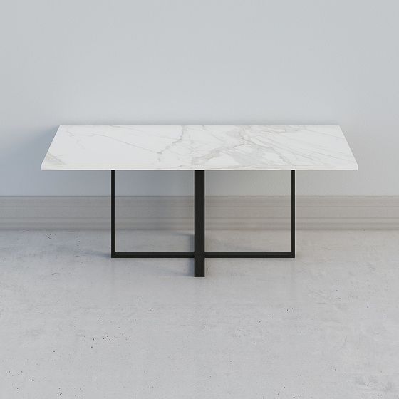 Urban Marble Dining Table 3D Model – Low-Poly Marble Design