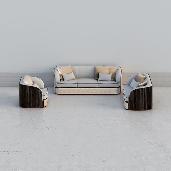 Luxurious Modern Sofa Set 3D model