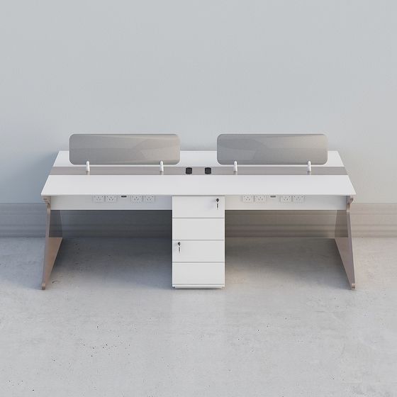 Elegant Double Office Desk 3D model for Modern Workspaces