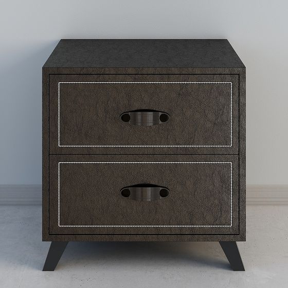 Elegant Minimalist Nightstand 3D Model – Leather Texture