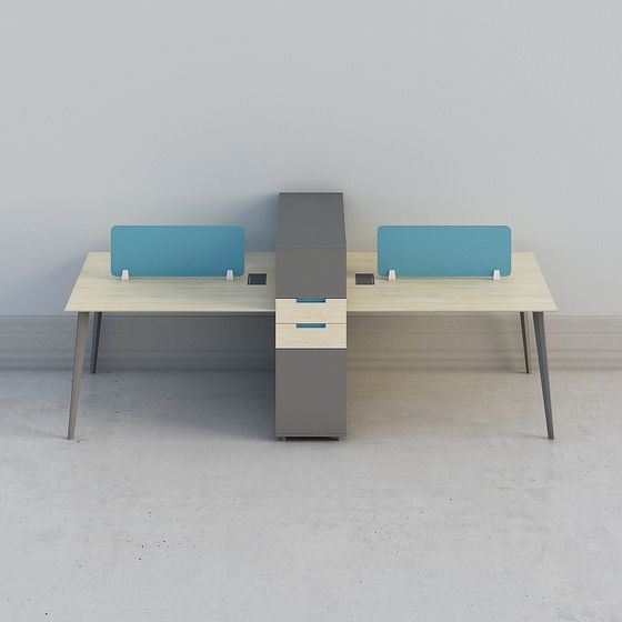 Stylish Dual Workstation 3D model for Modern Offices