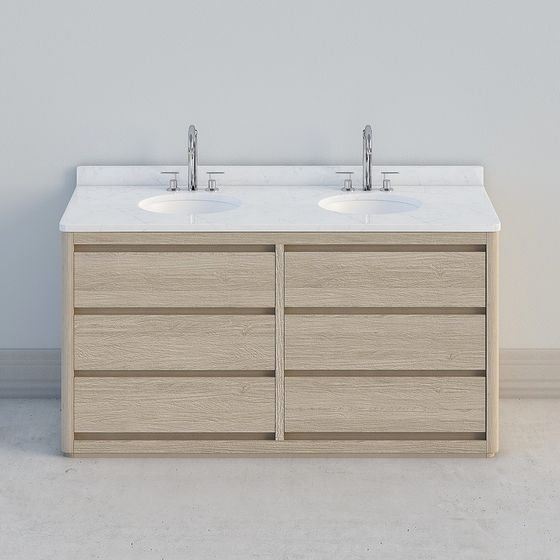 Elegant Double Sink Bathroom Vanity 3D model for Modern Spaces