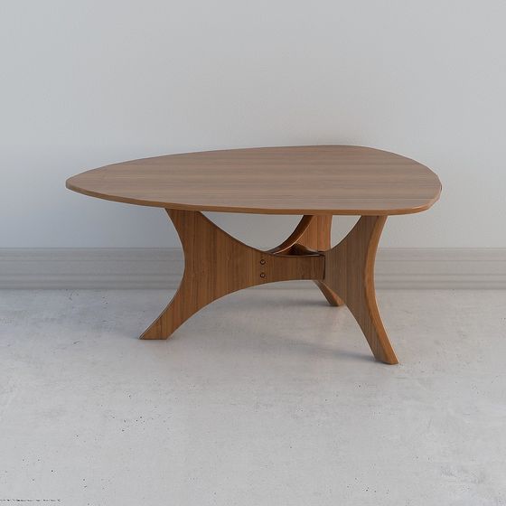 Streamlined Wooden Coffee Table 3D model