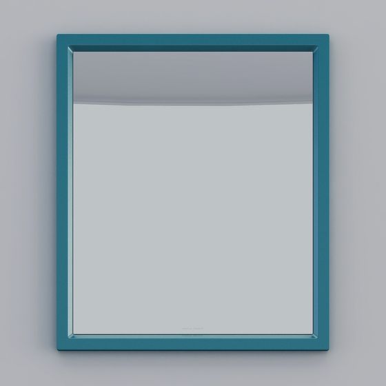 Elegant Low-Polygon Mirror 3D Model – Lake-Blue Frame
