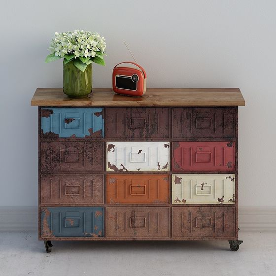 Industrial Style Storage Cabinet 3D model