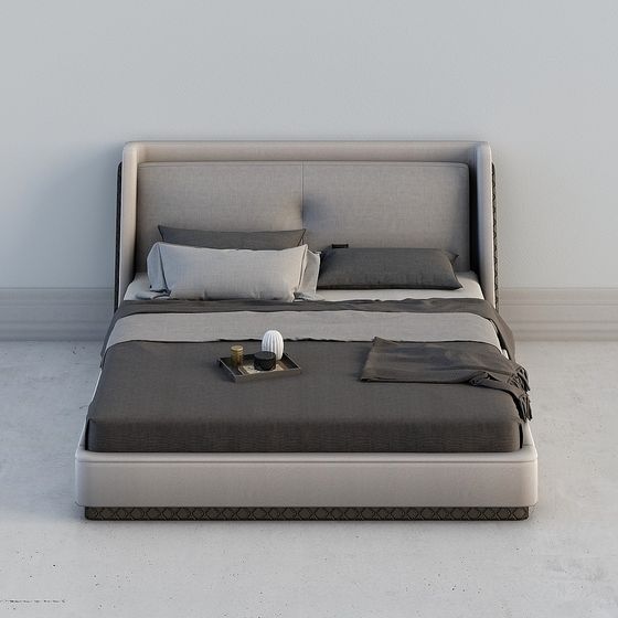 Elegant Low-Poly Bed 3D Model Design