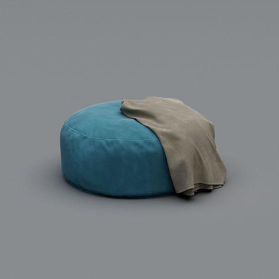 Stylish Round Pouf 3D model for Modern Interiors
