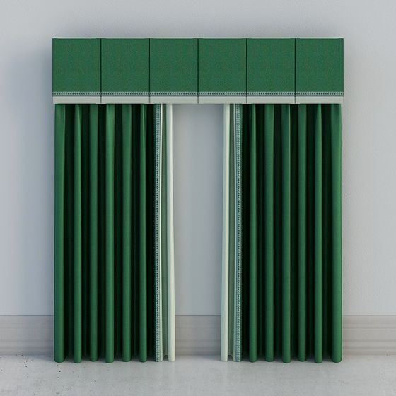 Elegant Low-Polygon Curtain 3D model for Contemporary Spaces