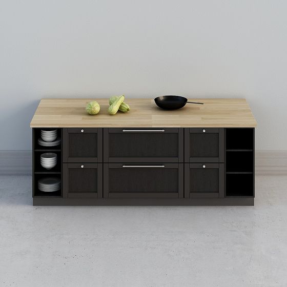 Stylish Low-Polygon Kitchen Island 3D model