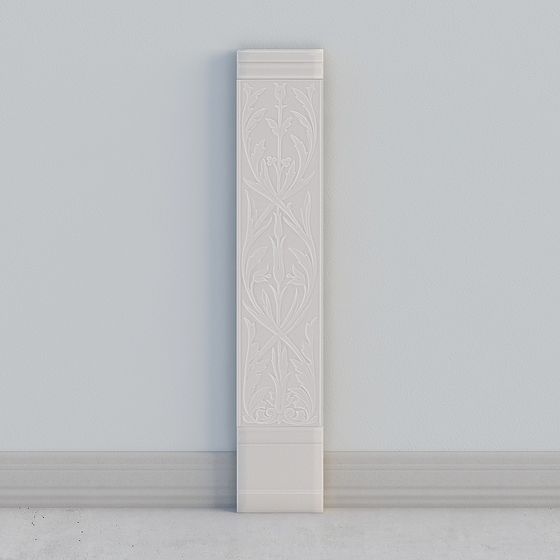 Wood Color European Style Wall Panels 3D Model