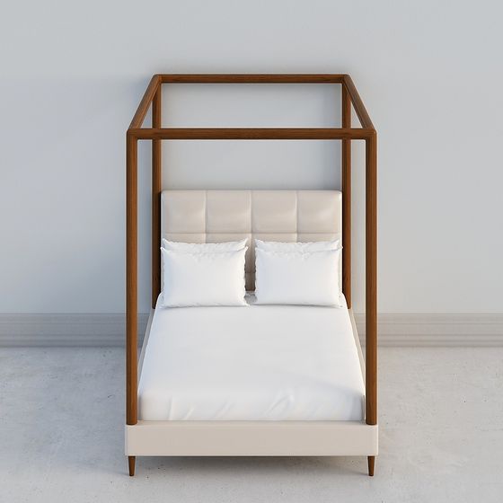 Elegant Low-Poly Bed Frame 3D model for Creative Spaces