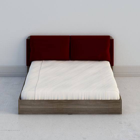 Minimalist Brown Double Bed 3D Model – Free Bedroom Style