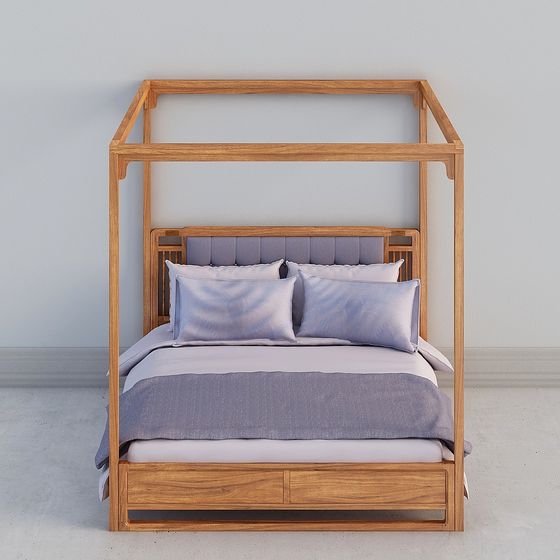 Stylish Low Poly Bed Frame 3D model for Contemporary Design