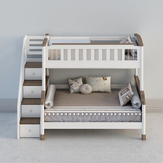 Elegant Two-Tier Bed 3D model for Cozy Spaces