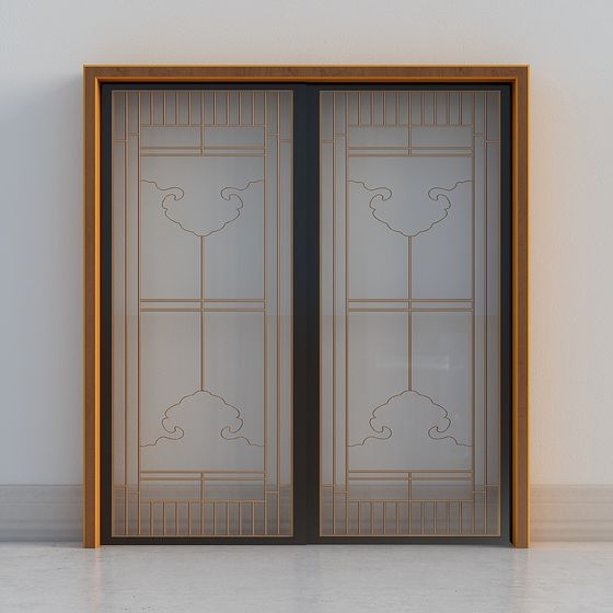 Elegant Fusion Door 3D Model – Asian-Inspired Design