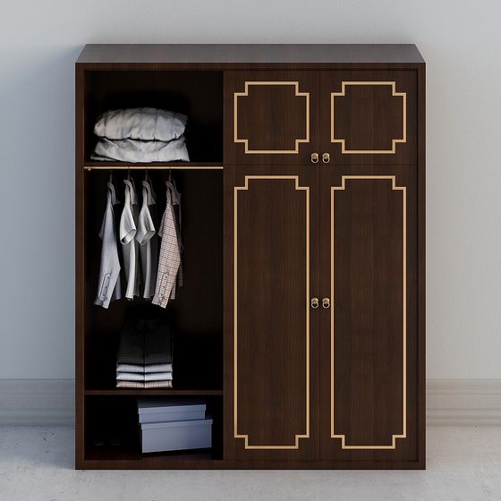 Elegant Low-Poly Wardrobe 3D Model Design