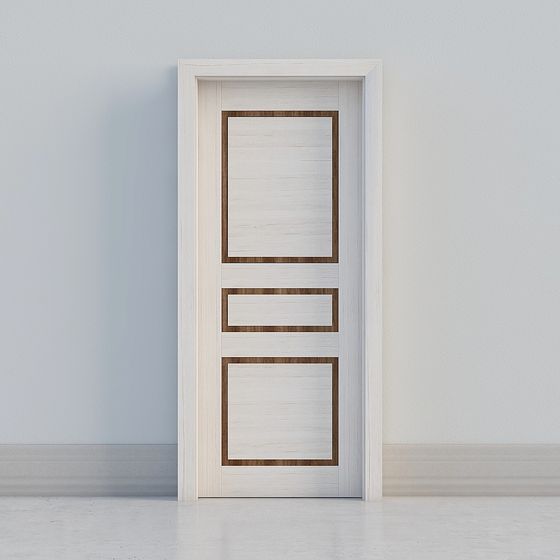 Wood Grain Three-Panel Door 3D model