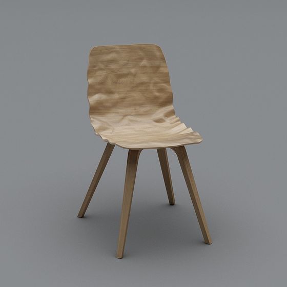 Streamlined Wooden Chair 3D model